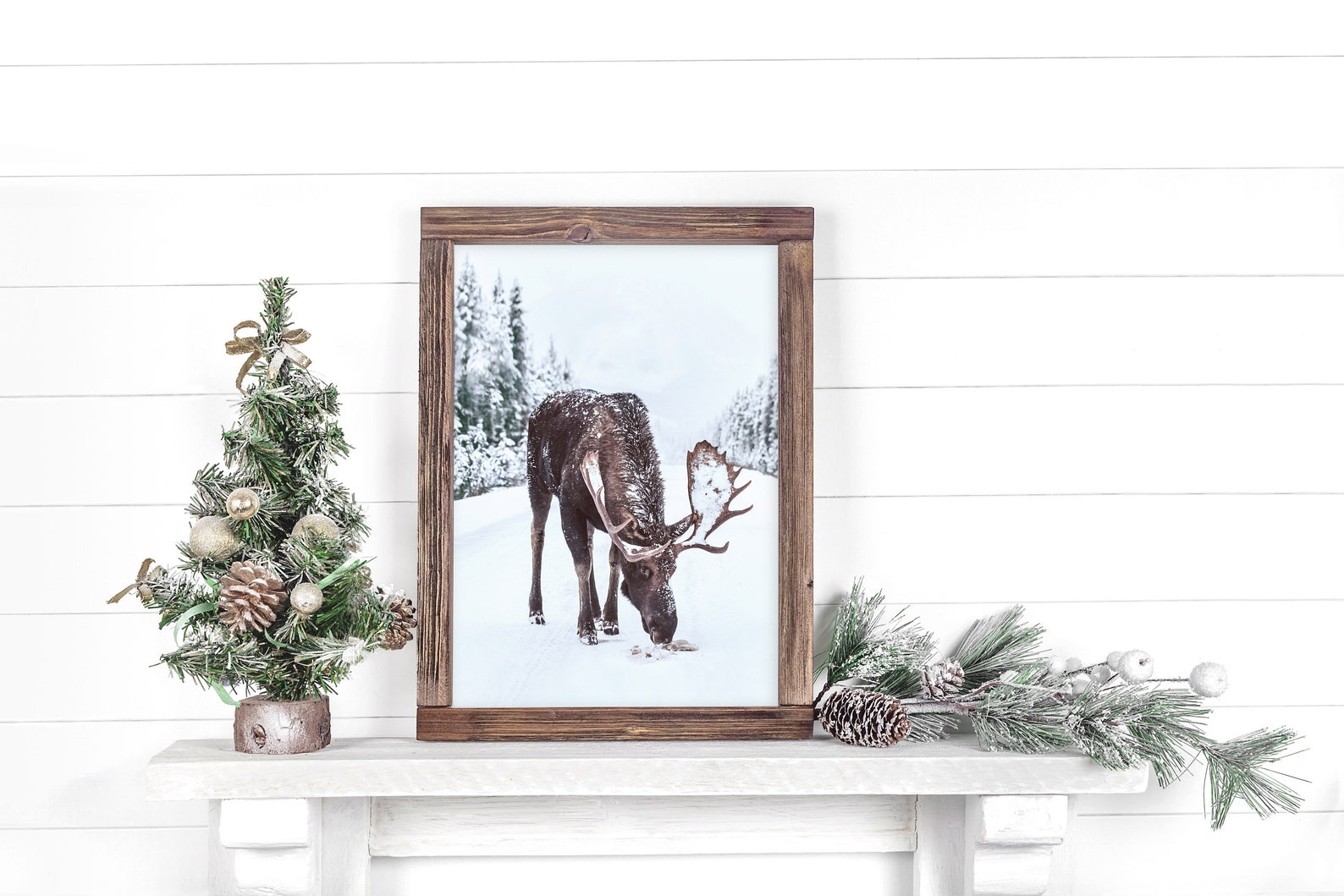 Digital Moose Print, Reindeer in the Snow, Christmas Home Decor ...