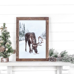 Digital Moose Print, Reindeer in the Snow, Christmas Home Decor ...