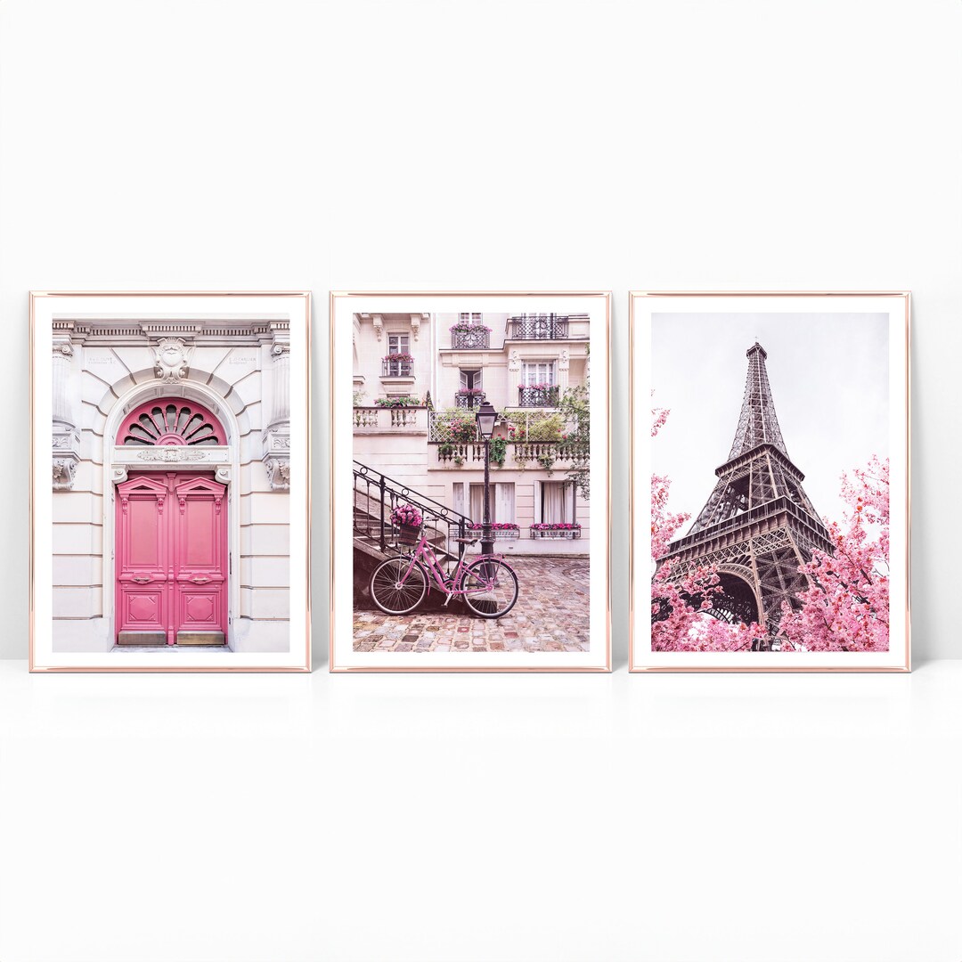 Set of 3 Printable Pink Paris Photos, Paris Gallery Wall Set, European ...