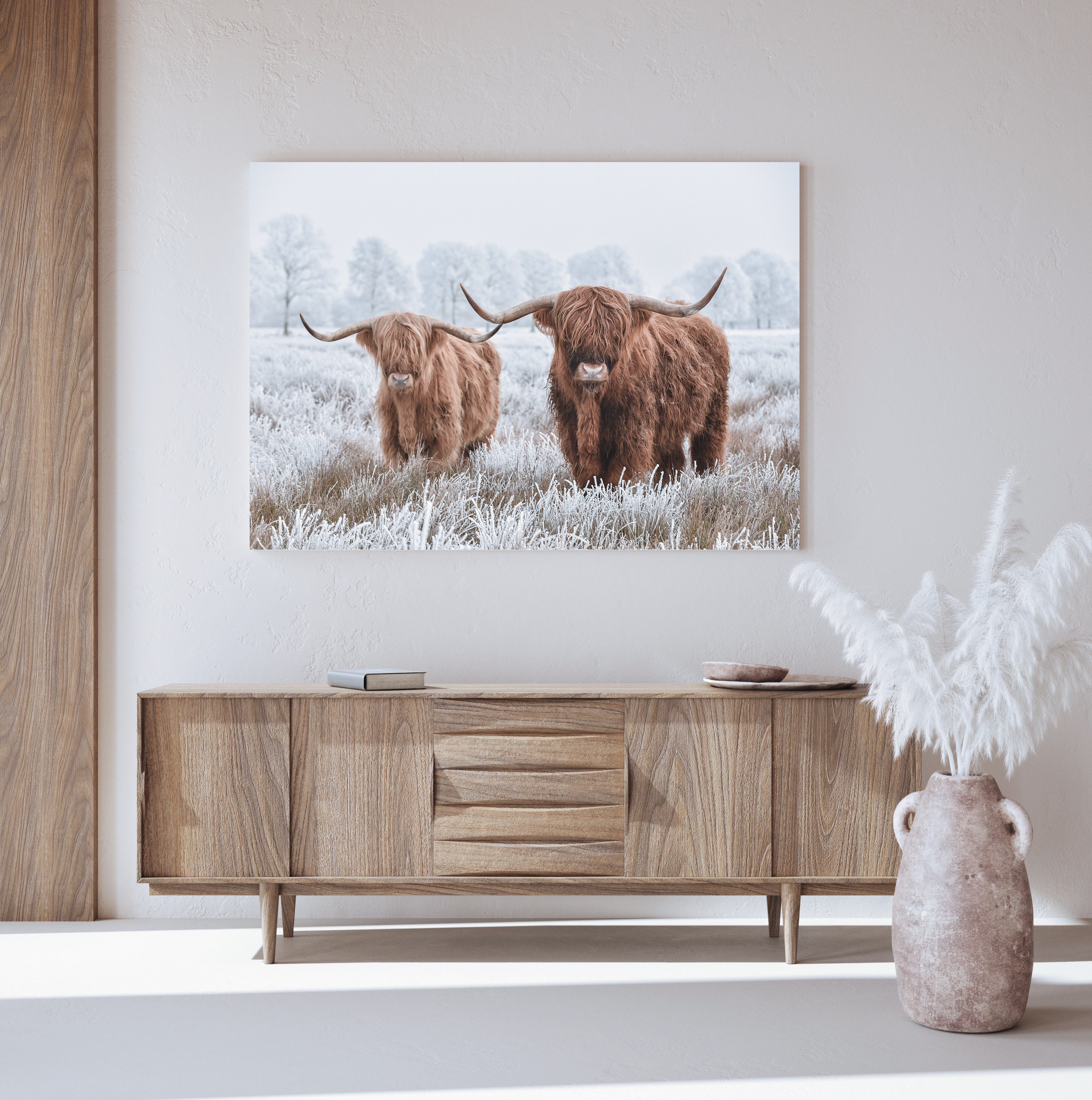 Printable Photo of 2 Highland Cows in the Snow, Winter Farmhouse Decor ...