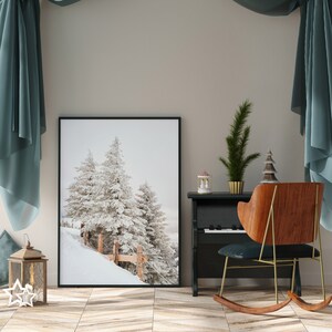 Printable Winter Forest Photo, Snow Christmas Scandinavian Wall Decor ...