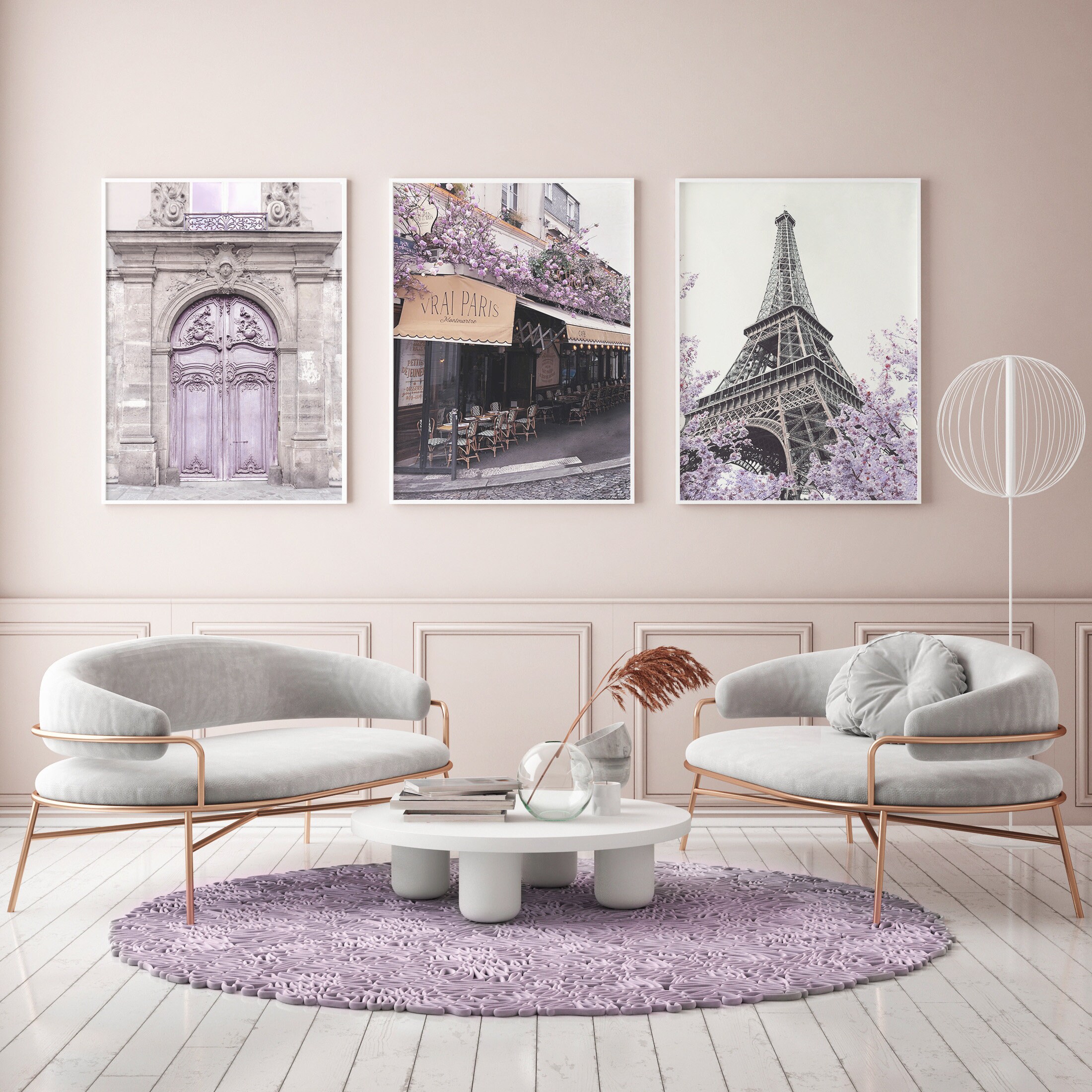 Set of 3 Printable Purple Paris Photos, Mauve Paris Gallery Wall Set ...