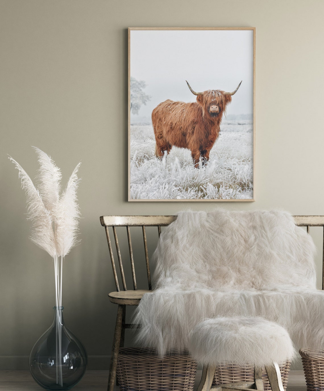 Printable Photo of a Highland Cow in the Snow, Winter Farmhouse Decor ...