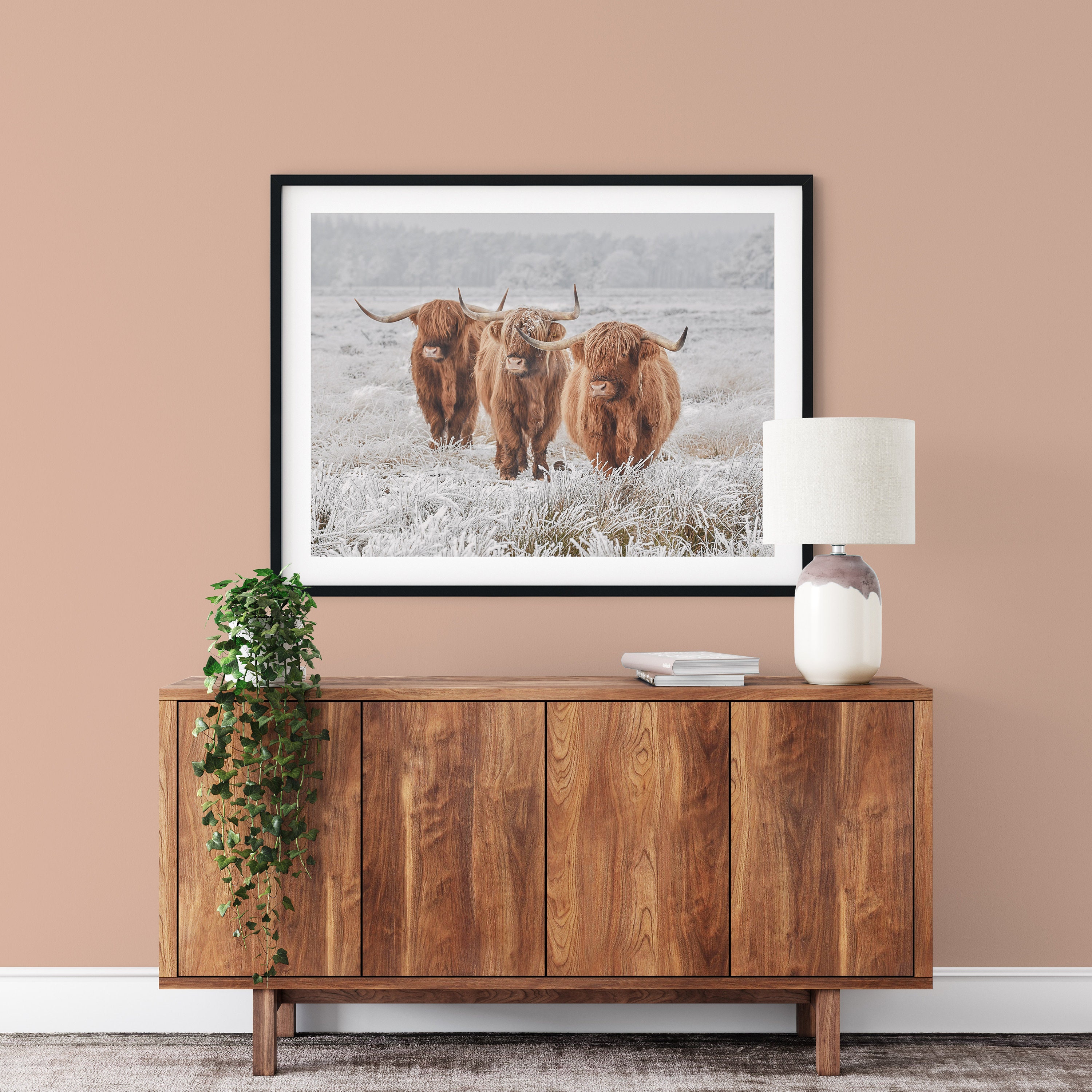 Printable Photo of 3 Highland Cows in the Snow, Winter Farmhouse Decor ...