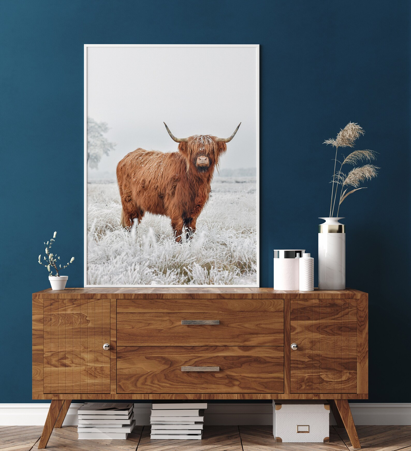 Printable Photo of a Highland Cow in the Snow, Winter Farmhouse Decor ...