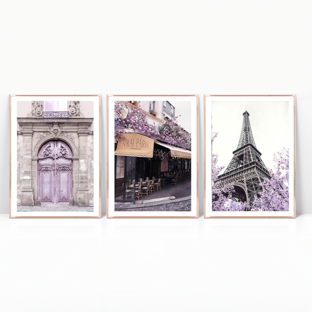 Set of 3 Printable Purple Paris Photos, Mauve Paris Gallery Wall Set ...