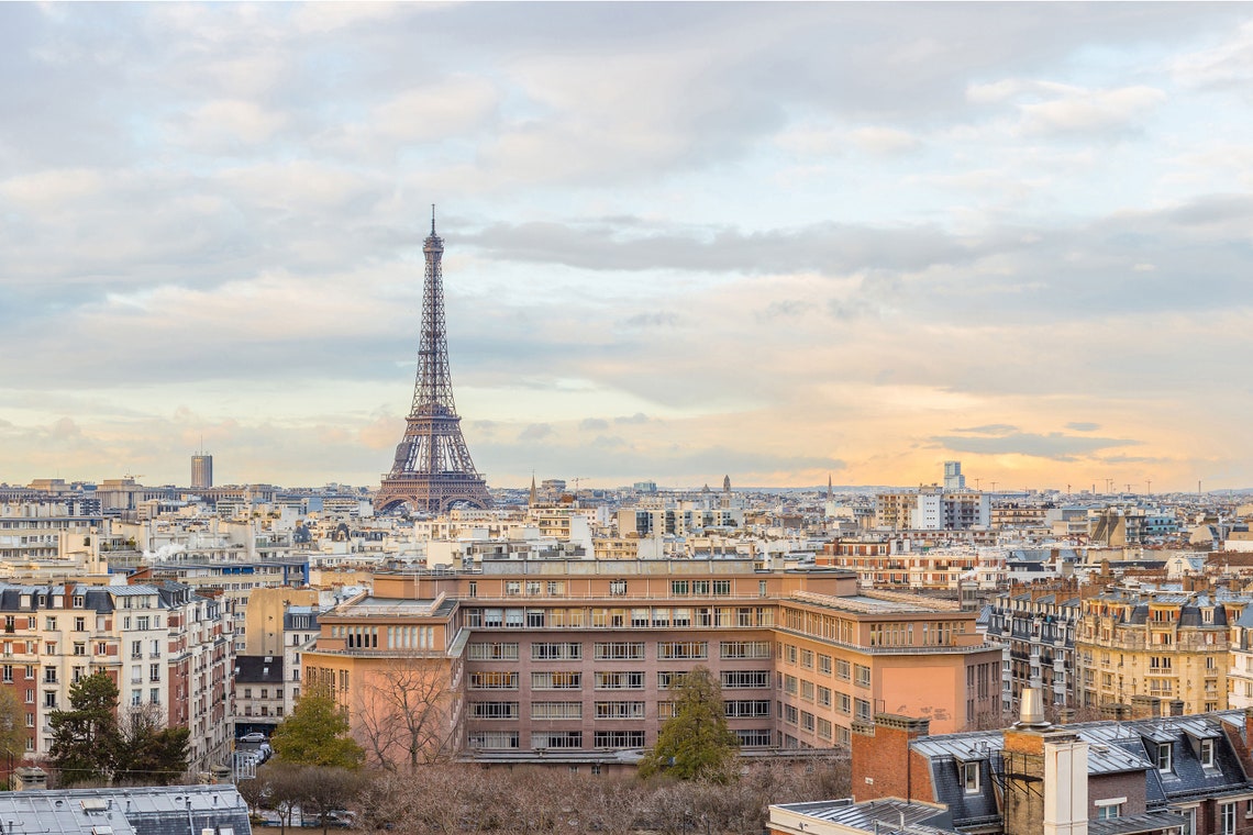 Download Printable Photo PARIS Skyline Eiffel Tower Pastel Sky - Etsy