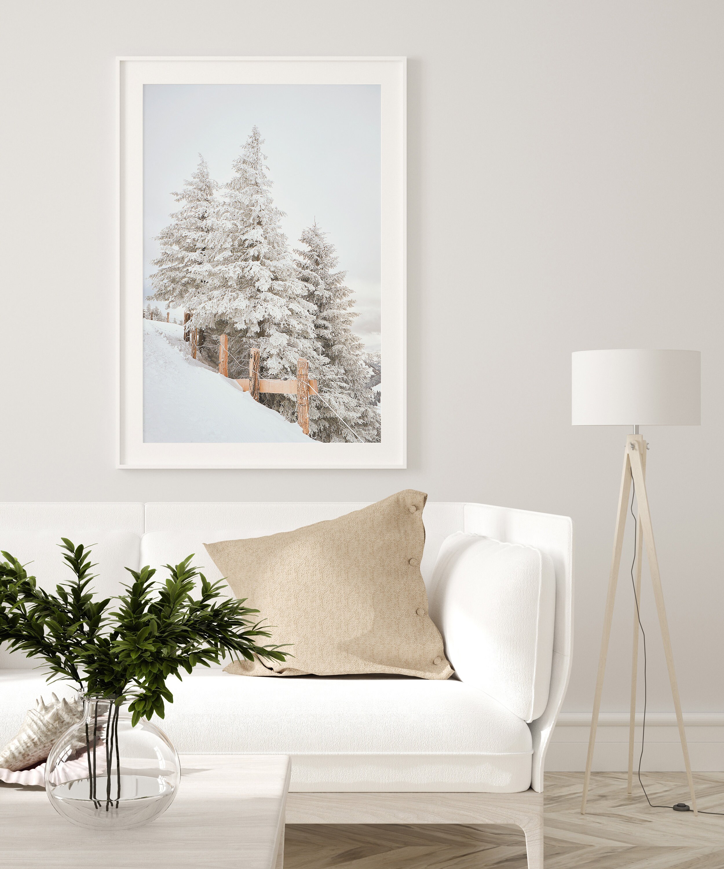 Printable Winter Forest Photo, Snow Christmas Scandinavian Wall Decor ...