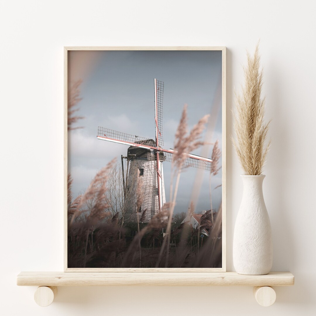 Printable Photo of a Dutch Windmill, Modern Farmhouse Decor, Instant ...