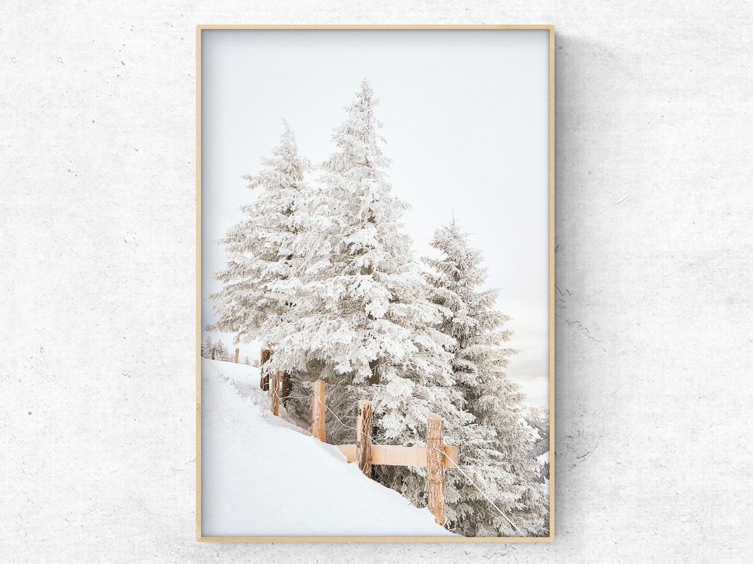 Printable Winter Forest Photo, Snow Christmas Scandinavian Wall Decor ...