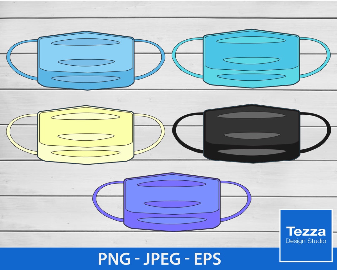 Face Mask Clipart Graphics Collection EPS JPEG PNG Digital Files for ...