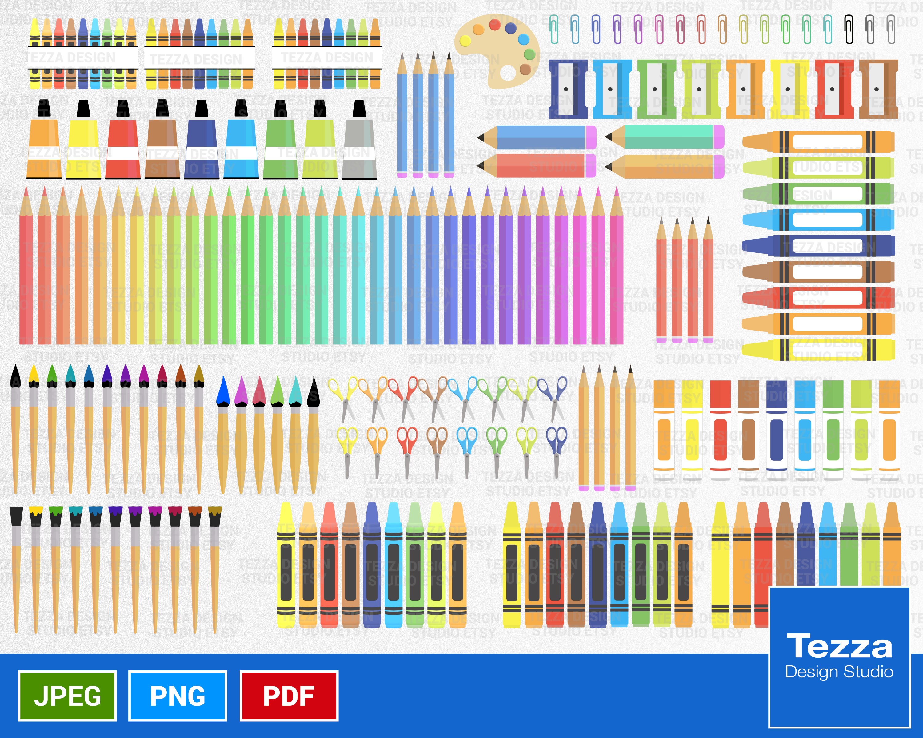 176 Stationery Clip Art Bundle Pack Png Dng Jpeg Paint - Etsy