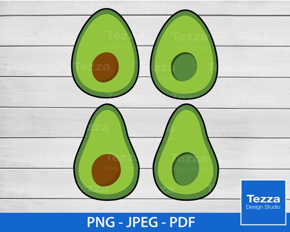 Avocado Fruit Shape Set Digital File JPEG PNG PDF Fruit | Etsy