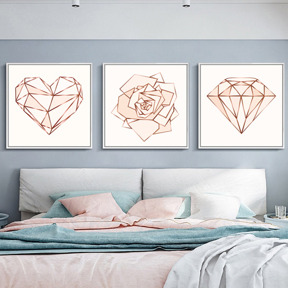 Sumgar Rose Gold Wall Art Bathroom Decor Girls Bedroom Wall - Etsy
