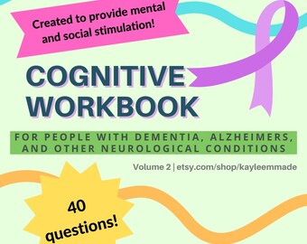Cognitive Workbook 1 for People With Dementia, Alzheimers, & Other ...