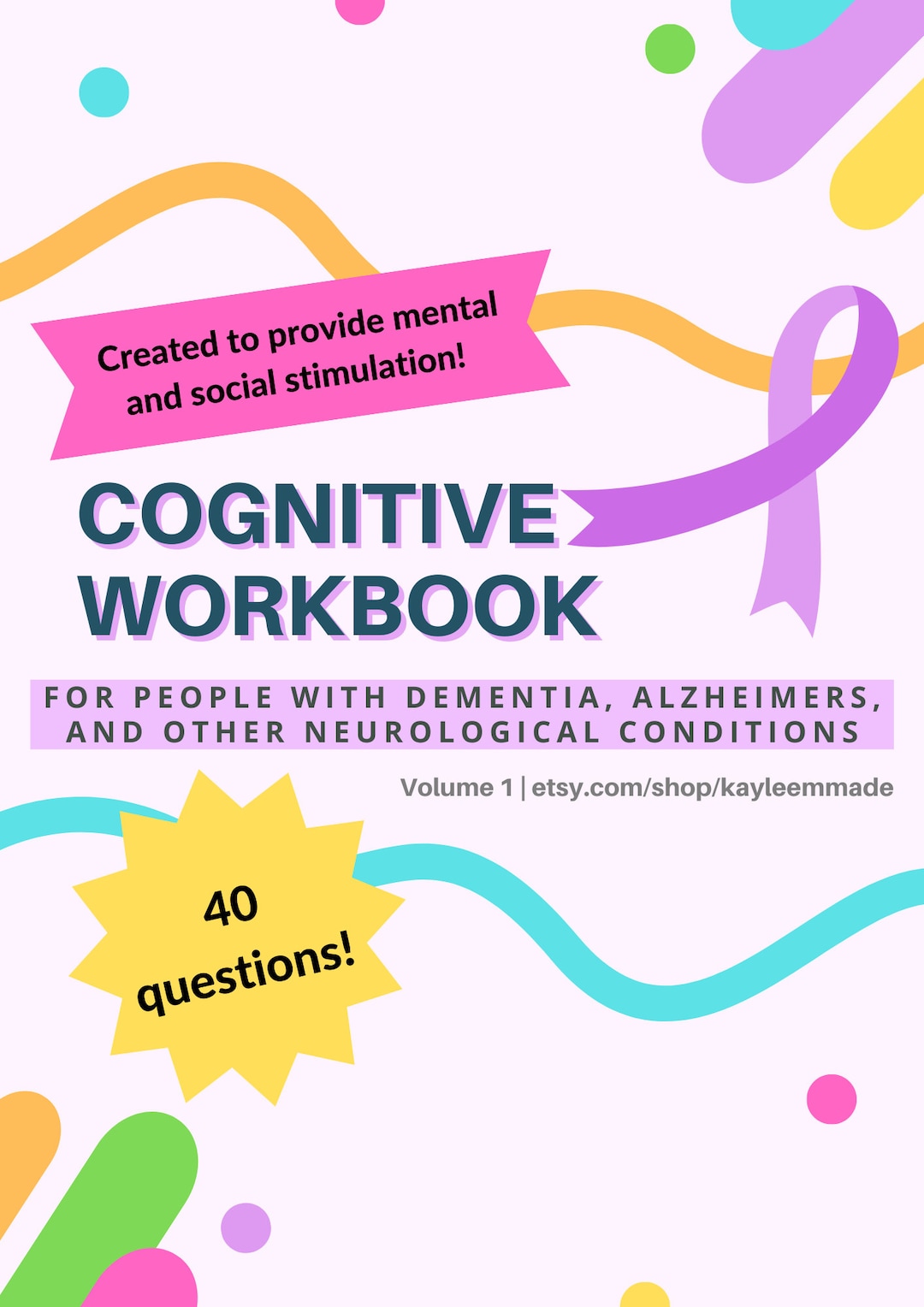 Cognitive Workbook 1 for People With Dementia, Alzheimers, & Other ...