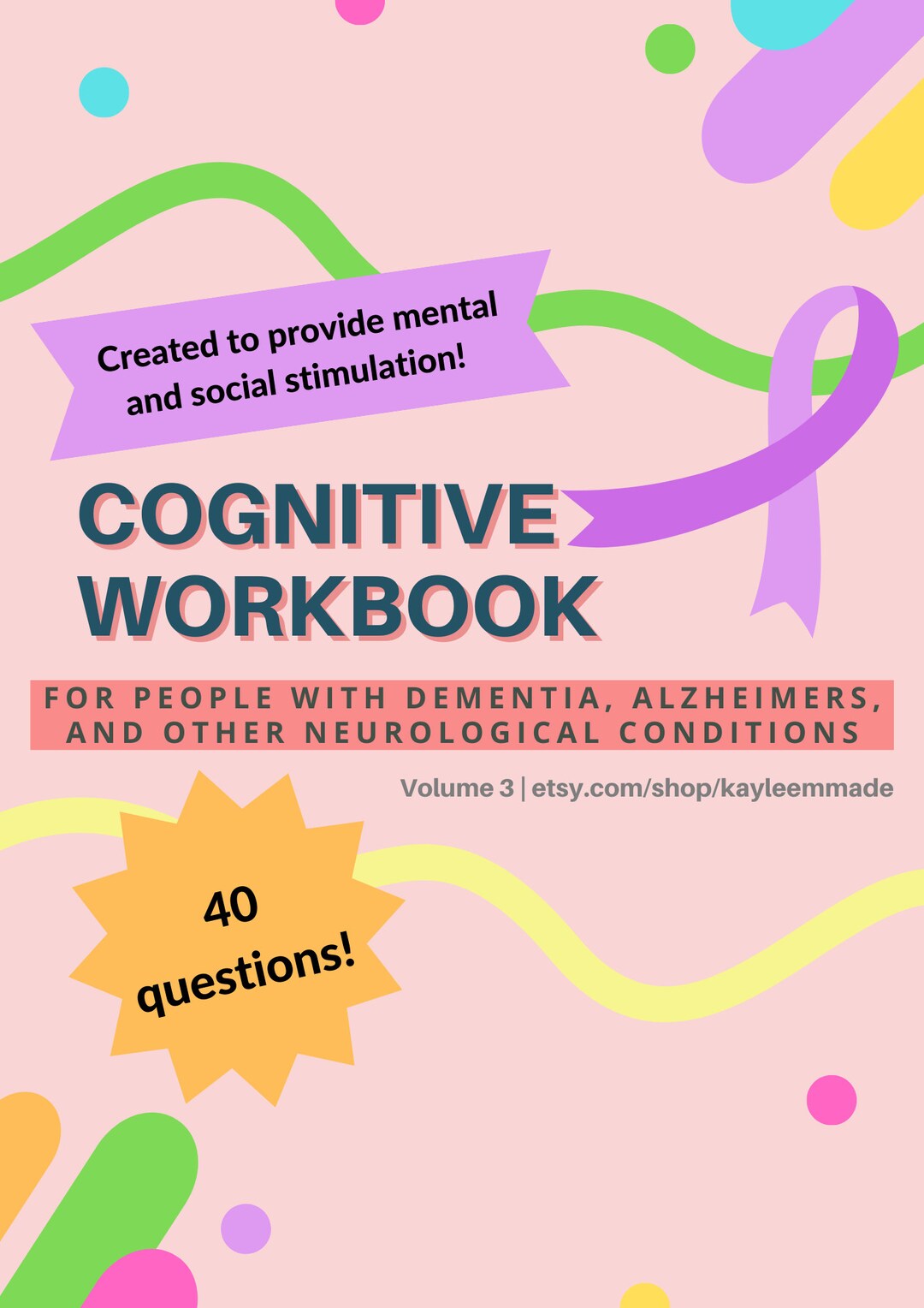 Cognitive Workbook 3 for People With Dementia, Alzheimers, & Other ...