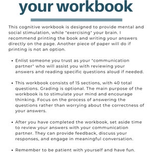 Cognitive Workbook 1 for People With Dementia, Alzheimers, & Other ...
