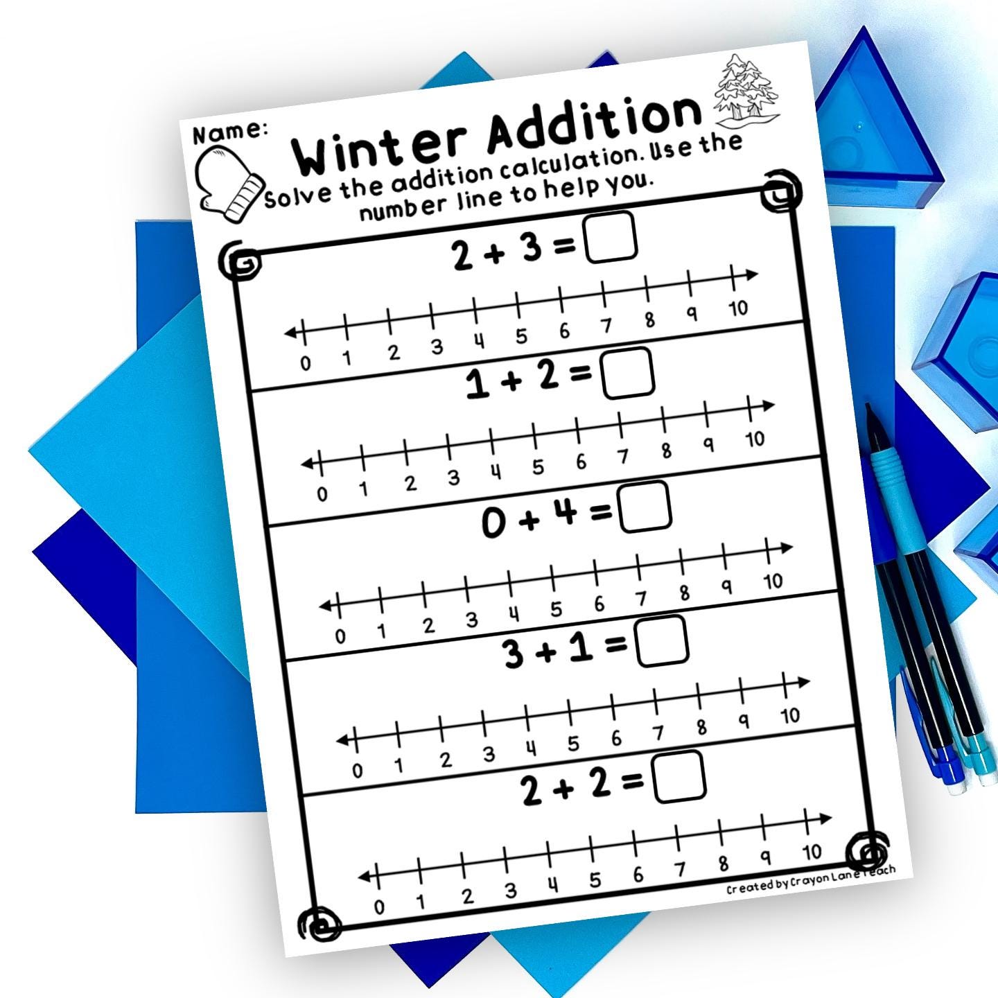 Addition Within 20 Practise Worksheets for Kids Winter Homeschool ...