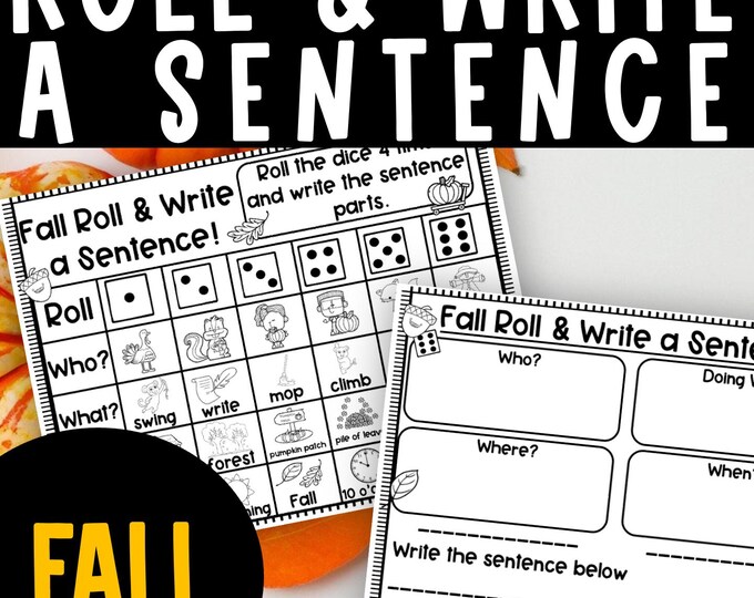 Fall Sentence Building Game for Kids Homeschool Sentence Writing ...