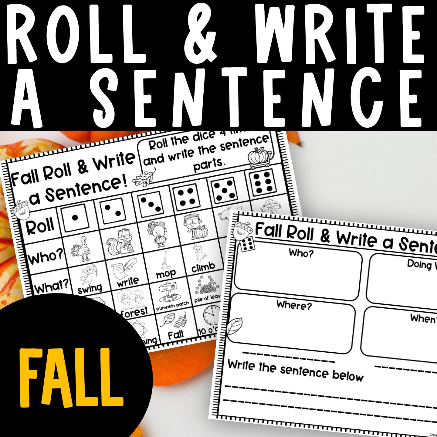 Fall Sentence Building Game for Kids Homeschool Sentence Writing ...