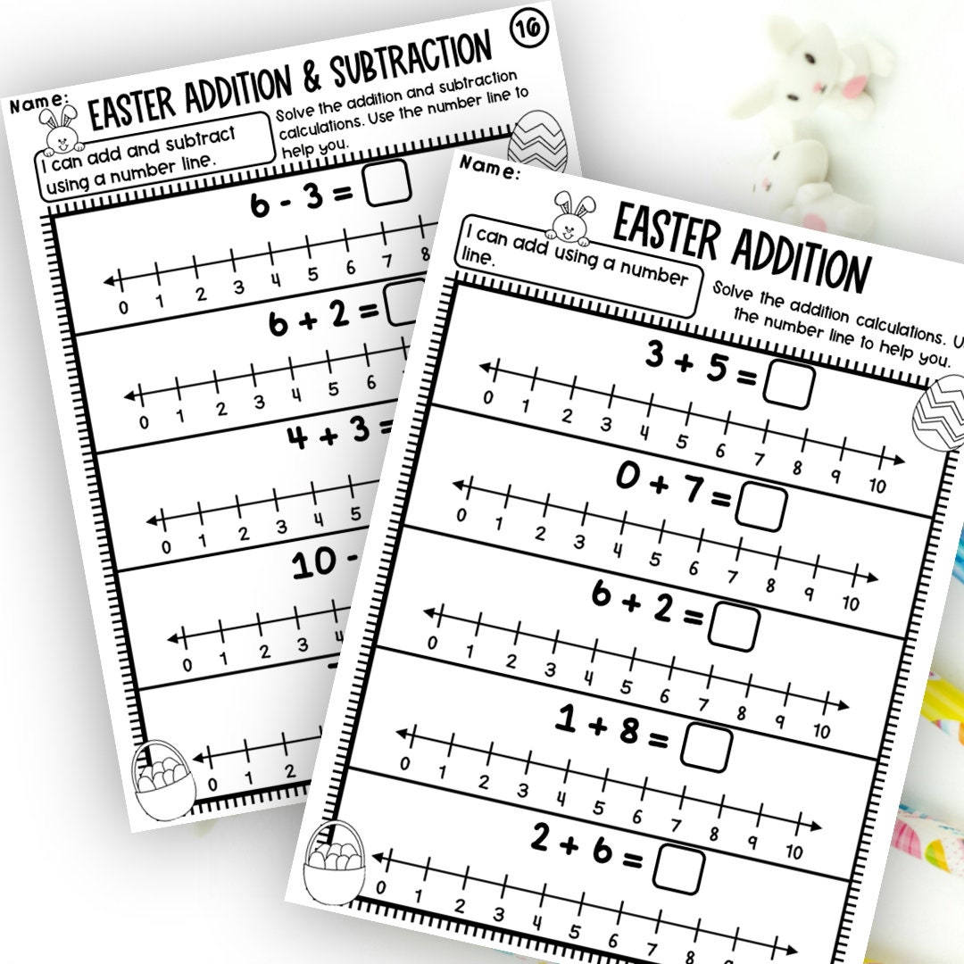 Math Worksheets Kindergarten 1st Grade Home School Easter Addition ...