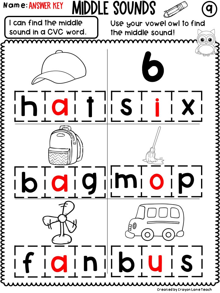Middle Sound Short Vowel Find the Middle Sound Activity Home School ...