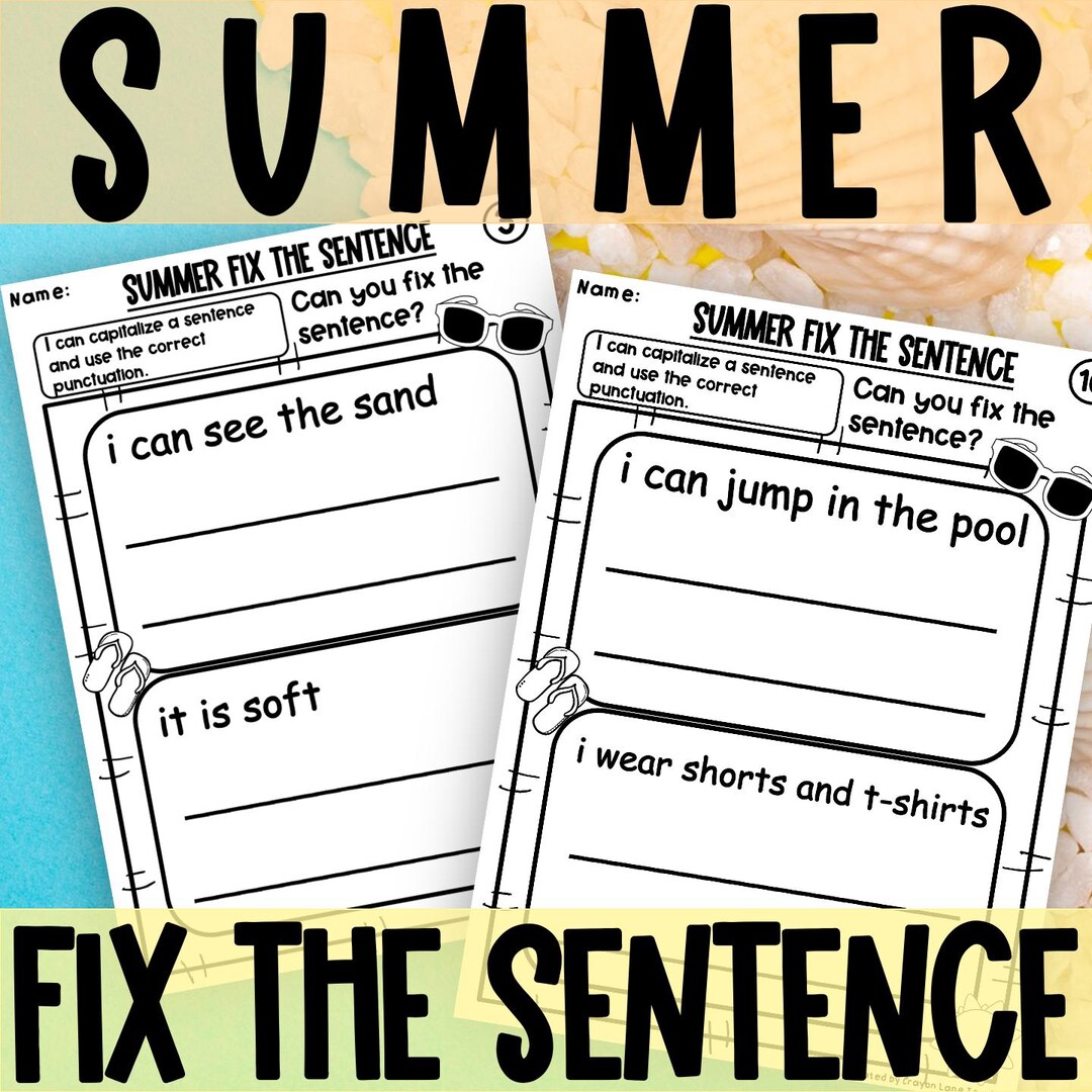 Sentence Writing Practise Worksheets for Kids Summer Homeschool ...