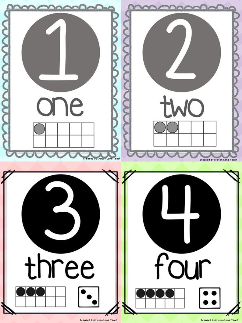 Printable Pastel Number Posters Classroom Decor Playroom Print Nursery ...