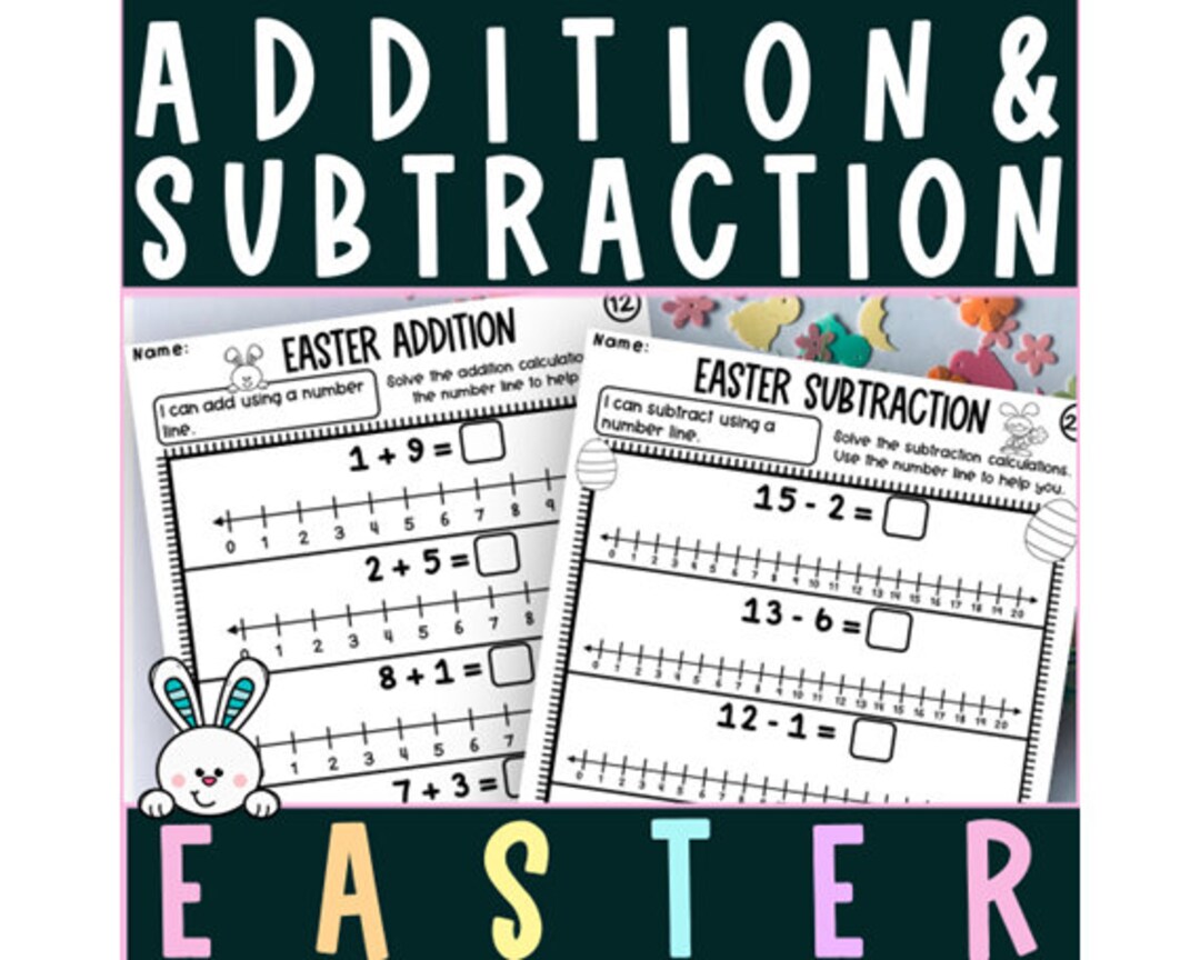 Easter Math Worksheets Addition Subtraction Activities Kindergarten 1st ...