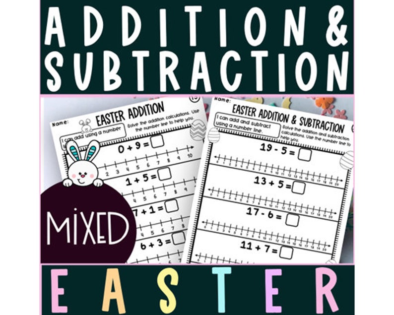 Math Worksheets Kindergarten 1st Grade Home School Easter Addition ...