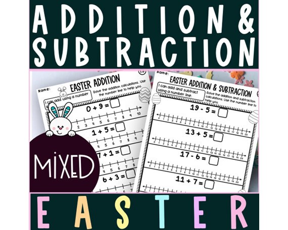 Math Worksheets Kindergarten 1st Grade Home School Easter Addition ...