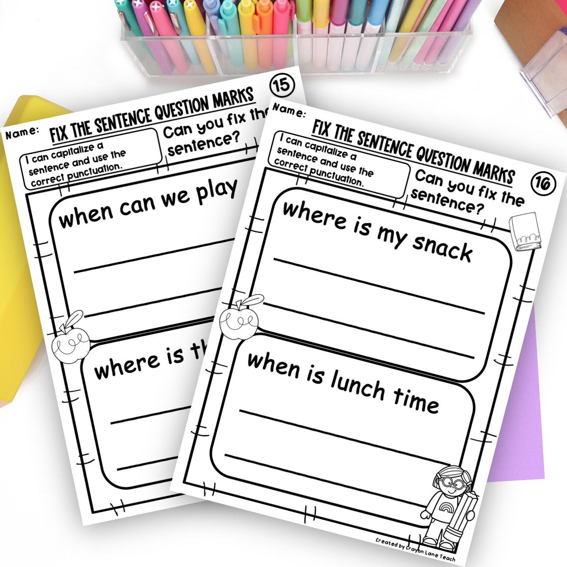 Sentence Writing Practise Worksheets for Kids Question Marks Grammar ...