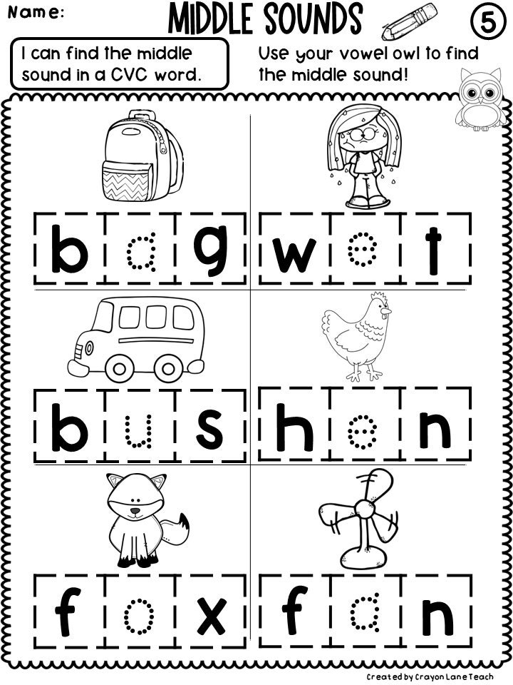 Middle Sound Short Vowel Find the Middle Sound Activity Home School ...