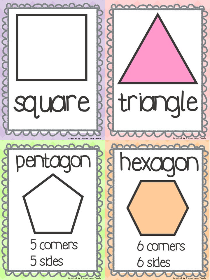Printable Pastel Shapes Posters, Nursery Print, Educational Print ...