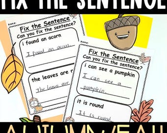 Fall Sentence Building Game for Kids Homeschool Sentence Writing ...