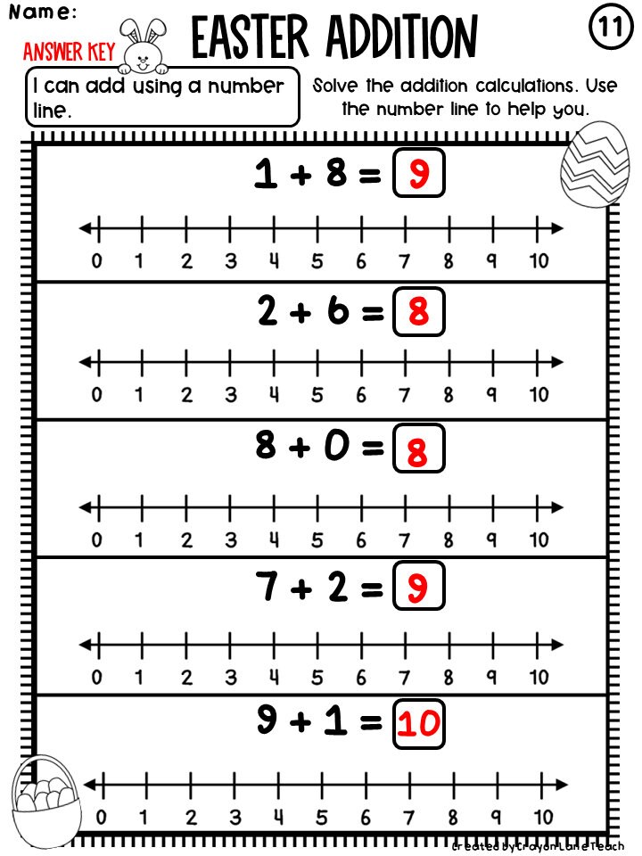 Math Worksheets Kindergarten 1st Grade Home School Easter Addition ...