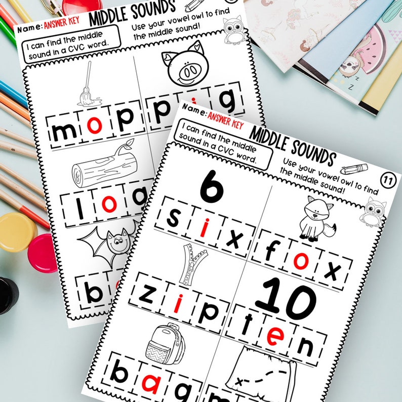 Middle Sound Short Vowel Find the Middle Sound Activity Home School ...