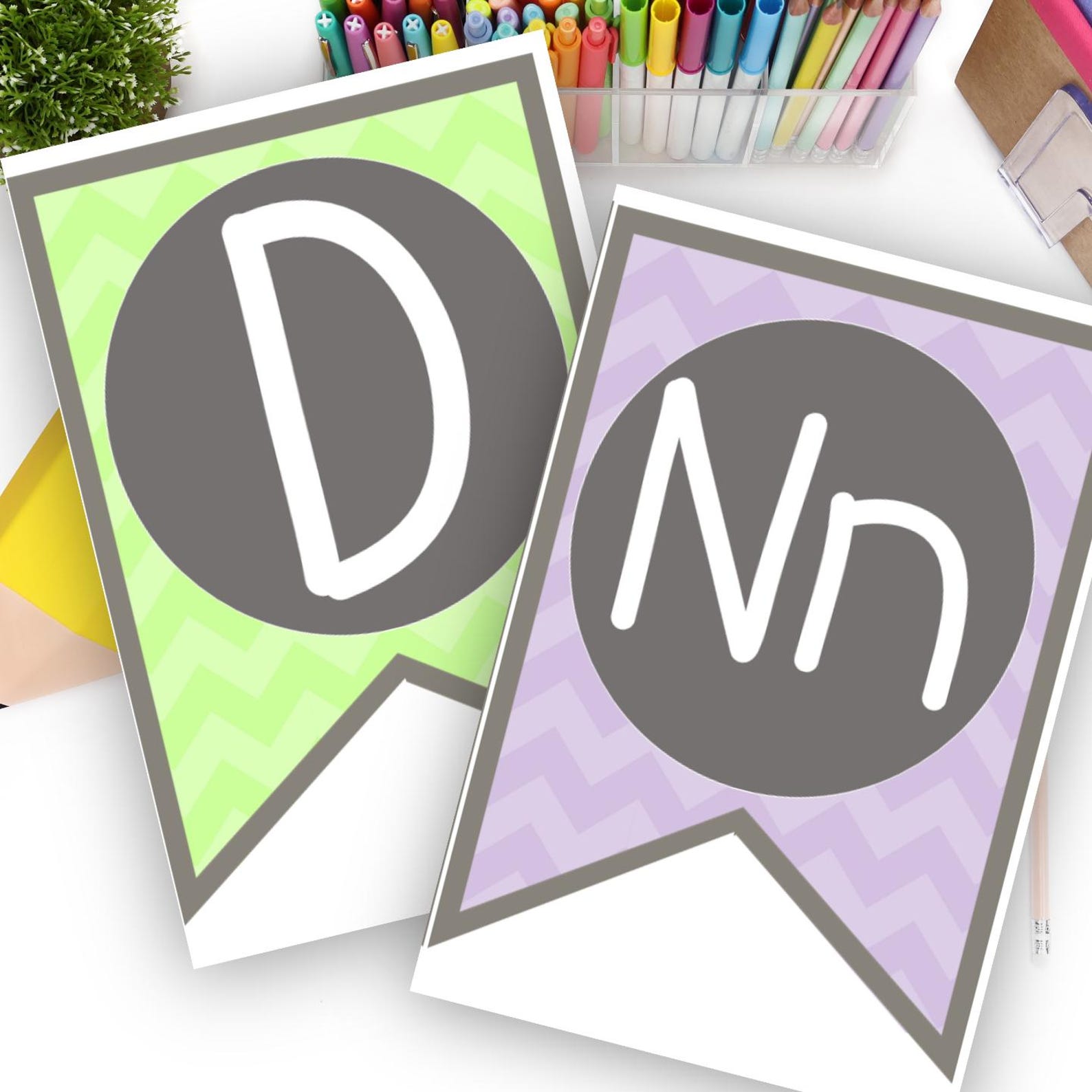 Printable Pastel Alphabet Bunting Banner Garland Home School Classroom ...