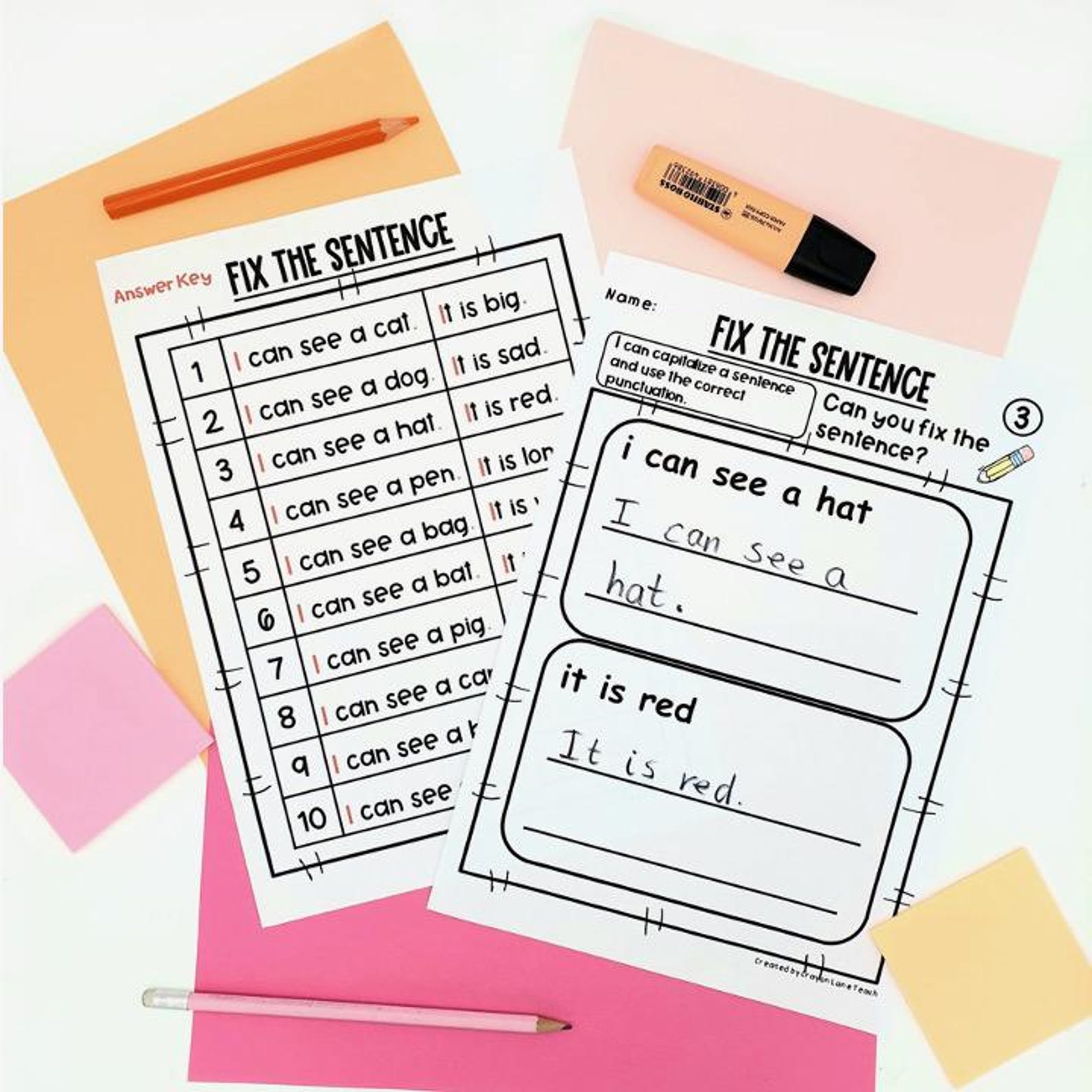 Sentence Writing Practise Worksheets for Kids Homeschool Sentence ...