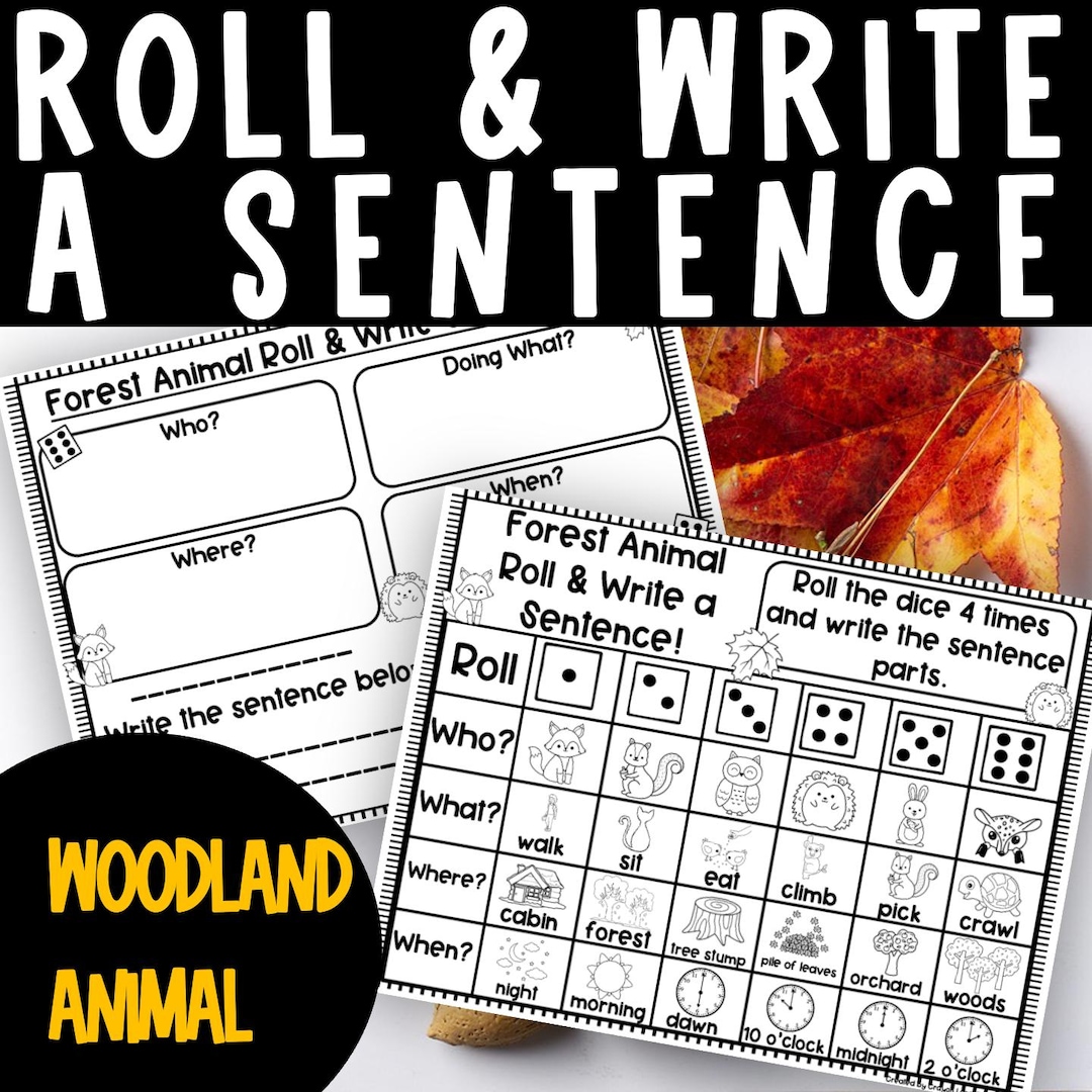 Sentence Building Game for Kids Woodland Animals Homeschool Sentence ...
