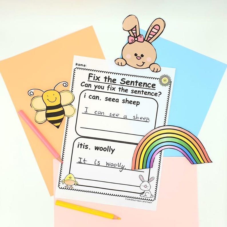 Sentence Writing Practise Worksheets for Kids Spring Homeschool ...