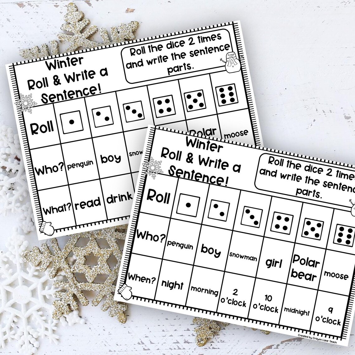 Sentence Building Game for Kids Homeschool Winter Sentence Writing ...