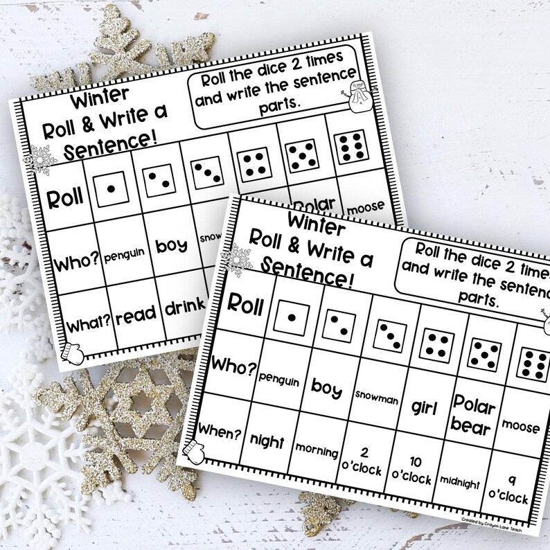 Sentence Building Game for Kids Homeschool Winter Sentence Writing ...