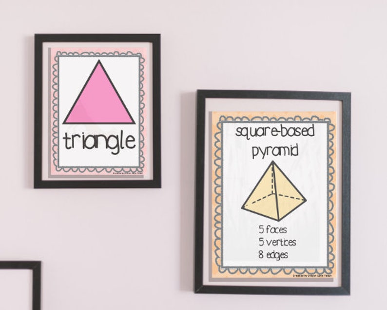 Printable Pastel Shapes Posters Nursery Print Educational | Etsy