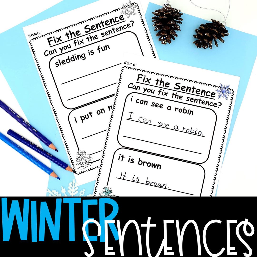 Sentence Writing Practise Worksheets for Kids Winter Homeschool ...