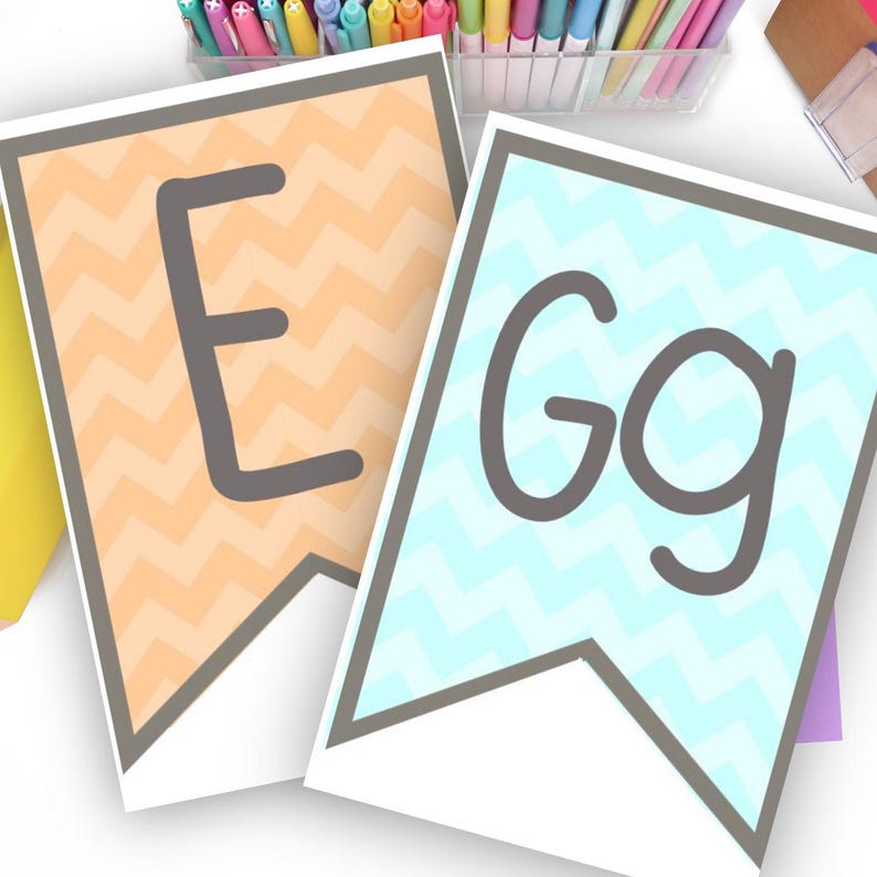 Printable Pastel Alphabet Bunting Banner Garland Home School Classroom ...