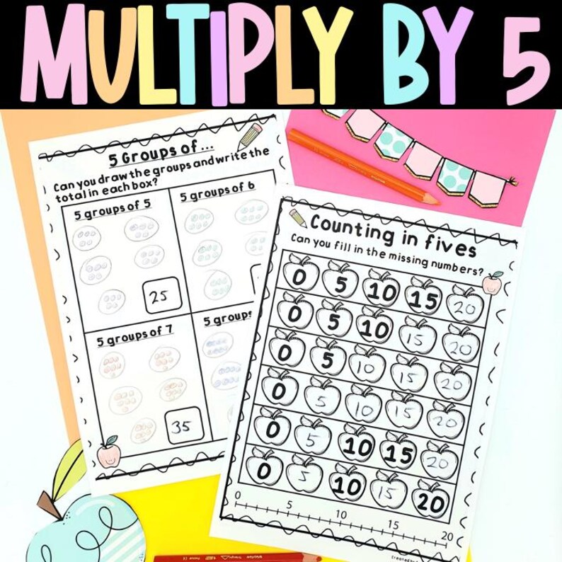 Multiplication Worksheets for Kids 5 Times Tables Learn to Multiply ...