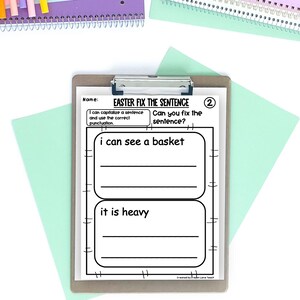 Sentence Writing Practise Worksheets for Kids Easter Homeschool ...