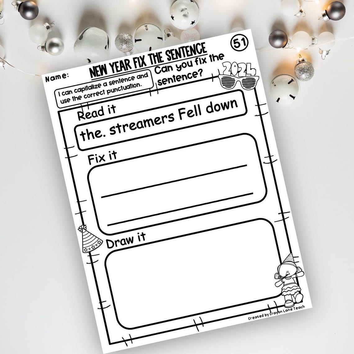 Sentence Writing Practise Worksheets for Kids New Year Reading Fluency ...